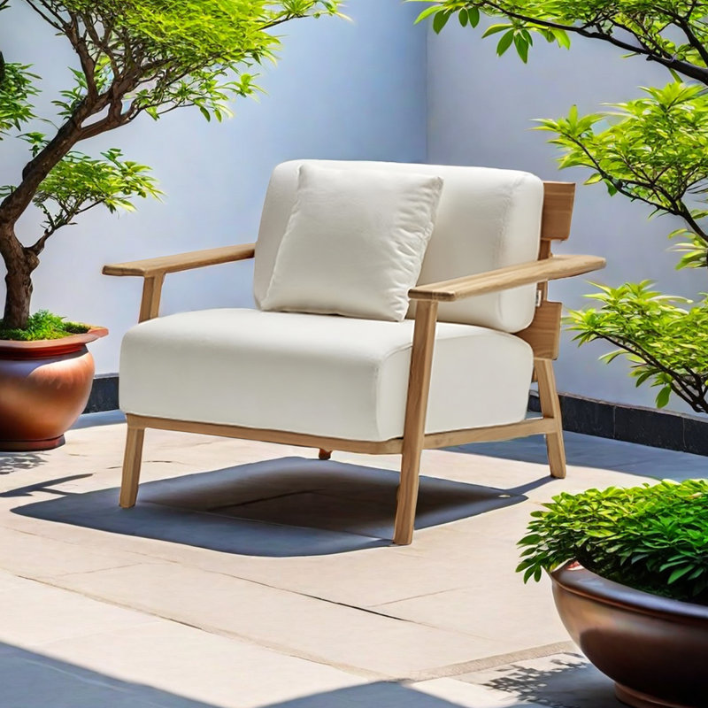 GEMEZO Nordic simple leisure teak patio lounge chairs Wayfair